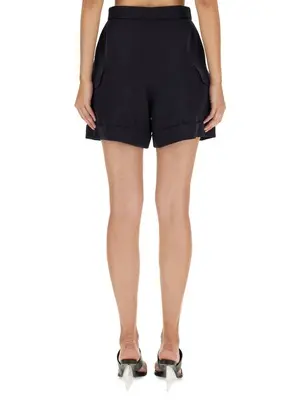 Alexander McQueen High Waist Cargo Shorts With Pleated Details