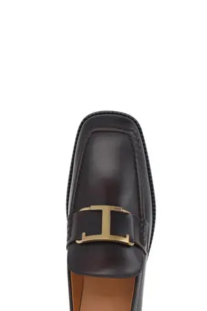 TOD'S Logo-plaque Square-toe Leather Loafers
