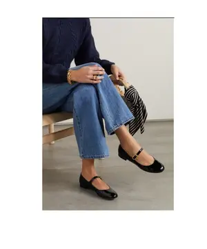 GIANVITO ROSSI Patent Mary Jane Flats - Black