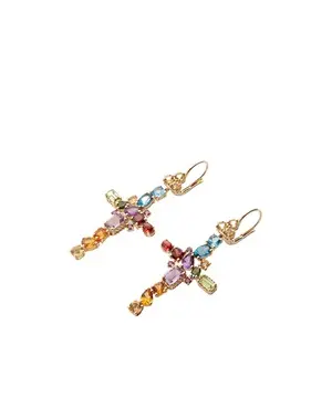 Dolce & Gabbana 18kt Yellow Gold Gemstone Cross Earrings