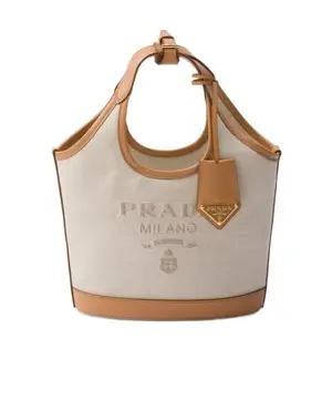 Prada Logo Print Mini Bucket Bag - Neutral Color