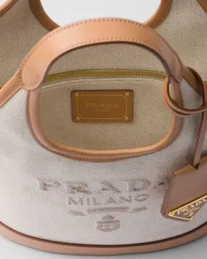 Prada Logo Print Mini Bucket Bag - Neutral Color