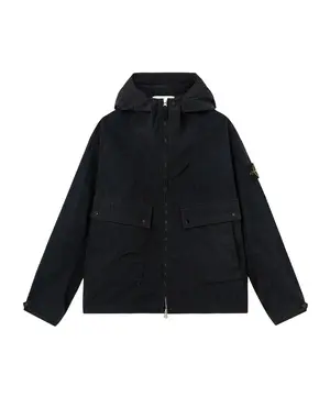 Stone Island Hooded Zip-up Jacket - Black
