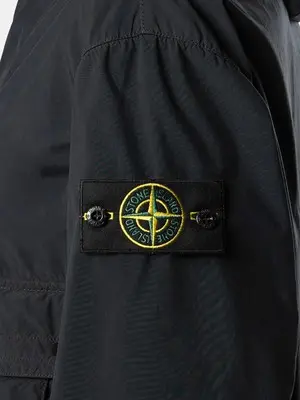 Stone Island Hooded Zip-up Jacket - Black