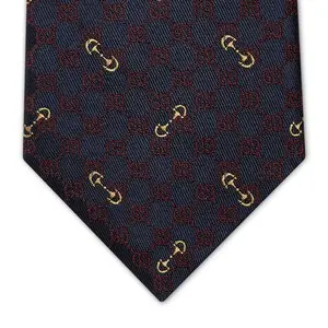 Gucci Horsebit Embroidered Tie - Black
