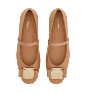 FERRAGAMO Vara Square-toe Ballet Flats
