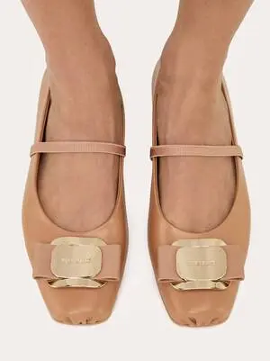 FERRAGAMO Vara Square-toe Ballet Flats