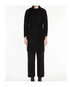 Max Mara Belted Long-sleeved Coat - Black