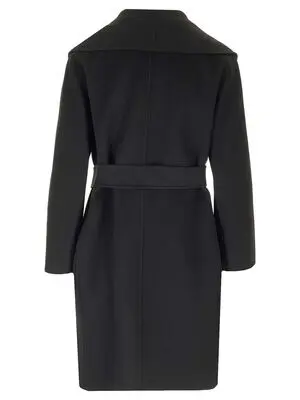 Max Mara Belted Long-sleeved Coat - Black