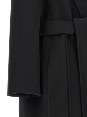 Max Mara Belted Long-sleeved Coat - Black