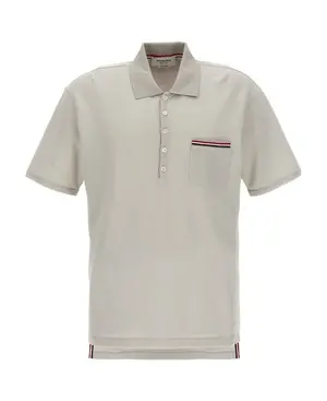 Thom Browne Logo Patch Stripe-detailed Polo Shirt