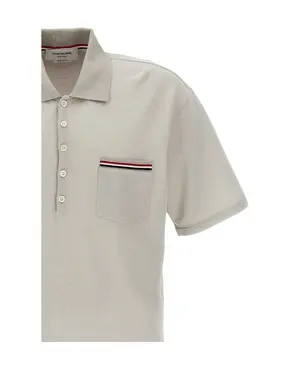 Thom Browne Logo Patch Stripe-detailed Polo Shirt
