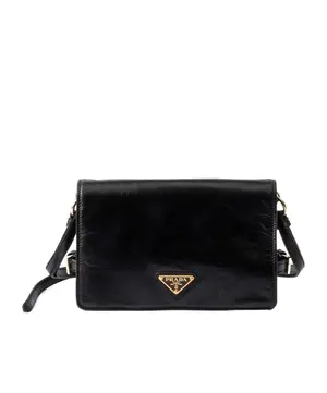 Prada Logo Plaque Foldover Top Shoulder Bag