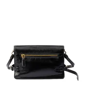 Prada Logo Plaque Foldover Top Shoulder Bag