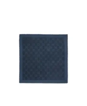 Gucci Gg Jacquard Frayed-edge Shawl - Blue