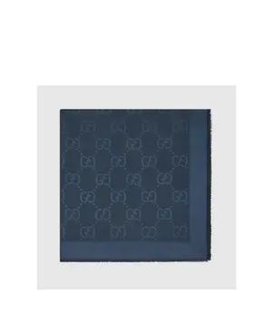 Gucci Gg Jacquard Frayed-edge Shawl - Blue