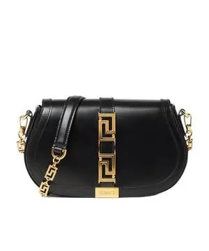 Versace Greca Fold-over Crossbody Bag - Black