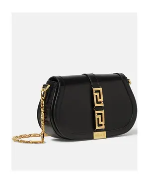 Versace Greca Fold-over Crossbody Bag - Black