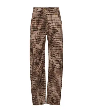 Elisabetta Franchi Alligator Print Wide-leg Trousers