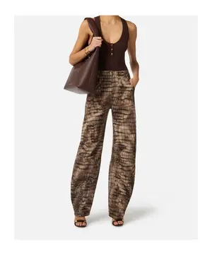 Elisabetta Franchi Alligator Print Wide-leg Trousers