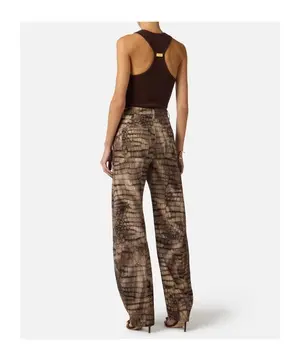 Elisabetta Franchi Alligator Print Wide-leg Trousers