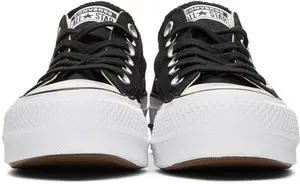 CONVERSE Round Toe Lace Up Platform Sneakers - Black