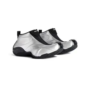 Balenciaga Loop Sports Icon Logo Debossed Basketball Sneakers - Silver/black