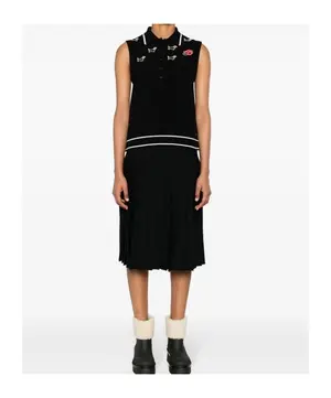 Thom Browne Sleeveless Embroidered Polo Top