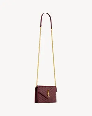 Saint Laurent Envelope Cassandre Chain Wallet - Red