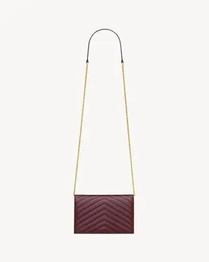 Saint Laurent Envelope Cassandre Chain Wallet - Red