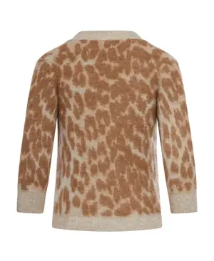 GANNI Leopard Jacquard Knitted Cardigan - Brown