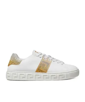 Versace Greca Embellished Lace-up Sneakers - White