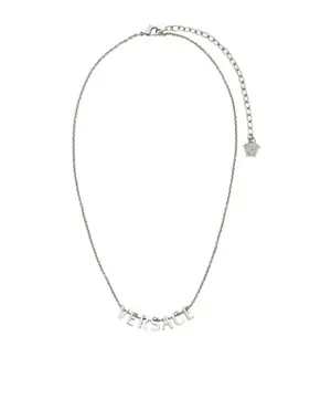 Versace Logo Lettering Necklace - Silver
