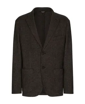 Dolce & Gabbana Dolce Gabbana Prince Of Wales Single Breasted Blazer - Black
