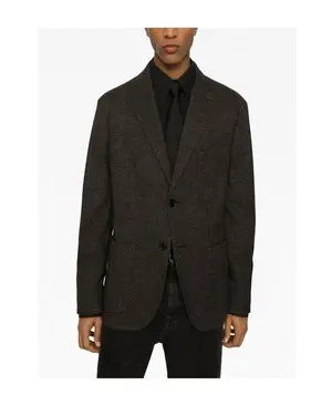 Dolce & Gabbana Dolce Gabbana Prince Of Wales Single Breasted Blazer - Black
