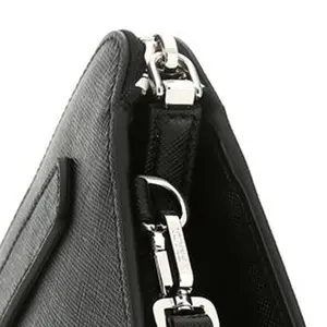 Prada Saffiano Leather Clutch Bag With Logo Plaque