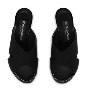 Dolce & Gabbana Crossover Strap Mules - Black