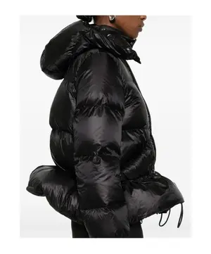 Sacai Hooded Puffer Jacket With Quilted Stitching And Drawstring Hem - Black
