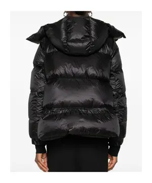 Sacai Hooded Puffer Jacket With Quilted Stitching And Drawstring Hem - Black