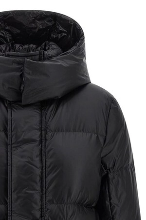 Sacai Hooded Puffer Jacket With Quilted Stitching And Drawstring Hem