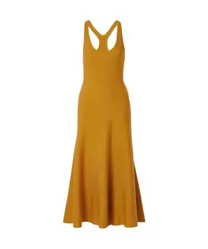 Gabriela Hearst Sleeveless Racer Back Midi Dress With Pleated Hem