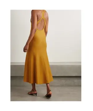 Gabriela Hearst Sleeveless Racer Back Midi Dress With Pleated Hem
