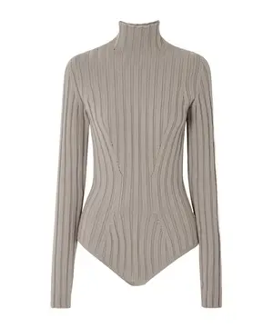 Alaïa High-neck Ribbed Knit Bodysuit