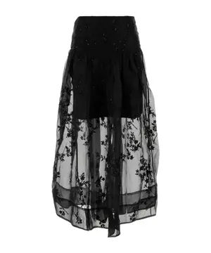 GANNI Embellished Organza Midi Skirt