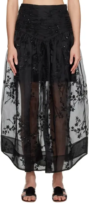GANNI Embellished Organza Midi Skirt