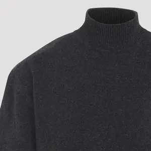 Jacquemus High Neck Knitted Top - Dark Gray