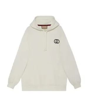 Gucci Gg Logo Motif Embroidered Hoodie