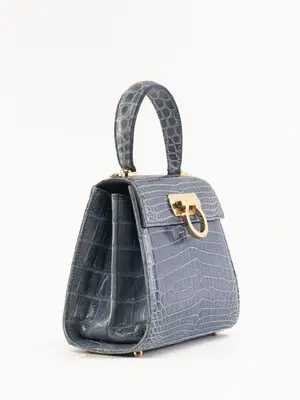 FERRAGAMO Top Handle Flap Handbag - Gray
