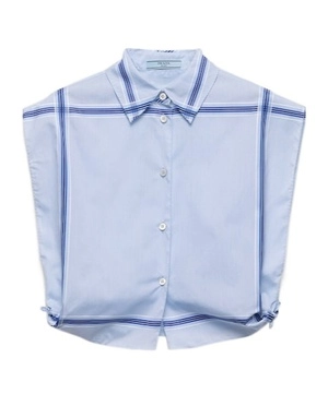 PRADA Prada Cropped Checked Cotton Shirt With Embroidered Logo