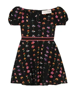 Valentino Garavani Floral Print V-neck Mini Dress